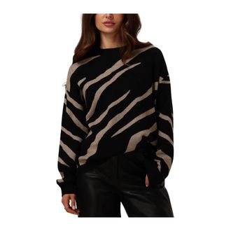 Object Schwarzer Strickpullover mit AOP-Muster - - Knitwear - Damen - Schwarzk - XS