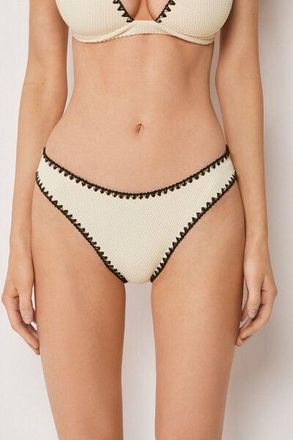 Calzedonia Bikinihose Bicolor Embroidery Wei&szlig;