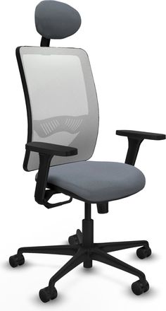 Piqueras y Crespo Schreibtischstuhl, wei&szlig; und grau, Zulema mit 3D-Armlehnen, h&ouml;henverstellbarer Lendenwirbelst&uuml;tze und festem Kopfteil, ausgestattet mit 3 Positionen un