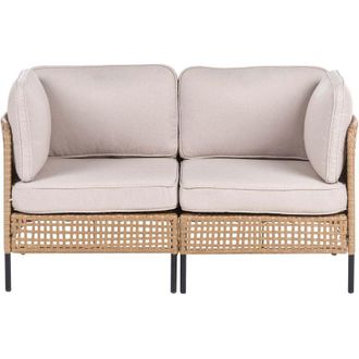 Beliani Gartensofa 2-Sitzer OMEGANA Polyrattan Hellbeige