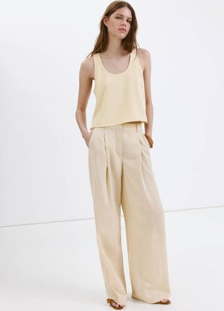 Mango Crop top fluide jaune pastel - Femme - XXS - MANGO