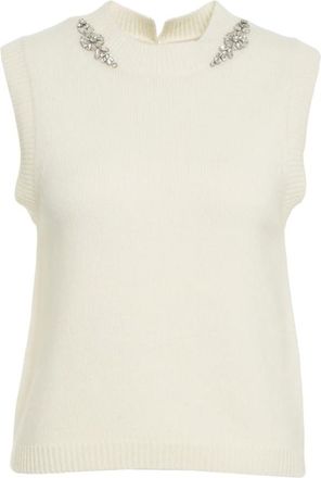 Semicouture Femme, Pulls, Blanc, Taille: 40 FR Haut Tricoté Élégant avec Strass