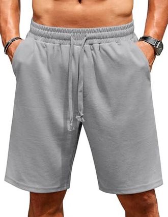 Coofandy Short Sport Homme Short Running Baggy Shorts D&Eacute;t&eacute; D&eacute;contract&eacute;s Shorts de Course Gris Clair XXL