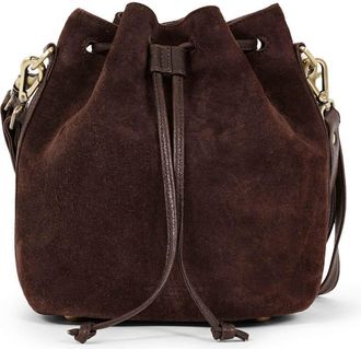 Holzrichter Berlin Beuteltasche aus Leder f&uuml;r Damen (No 1-1), 26x21x14 cm Schultertasche, Echtleder Bucket Bag, Handtasche in Kaffee