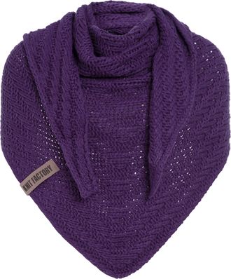 Knit Factory Dreiecksschal Sally - Damen Strickschal mit Wolle - Grob gestrickten Schal - Hochwertige Qualität - XXL Schal - 220x85 cm - Purple