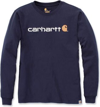 Carhartt Work in Progress Herren, Lockeres, schweres, lang&auml;rmliges T-Shirt mit Logo-Grafik, Marineblau, XS