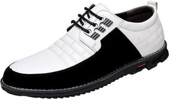 Generic Chaussures Oxford en cuir pour homme | Chaussures en cuir noir avec semelle plate &agrave; lacets pour homme - Chaussures daffaires larges antid&eacute;rapantes - C