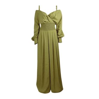 Balmain Weit ausgestellter und flie&szlig;ender Maxi Kleid mit elastischer Taille - - Dresses - Damen - Gr&uuml;n - XS