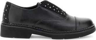 Caf&egrave;noir Derby Orn&eacute; Dempi&egrave;cements Et De Clous en Strass, pour Femme, Couleur Noir, Taille 36