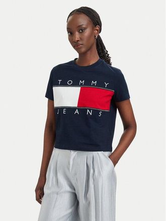 Tommy Jeans T-Shirt Flag DW0DW22818 Dunkelblau Regular Fit