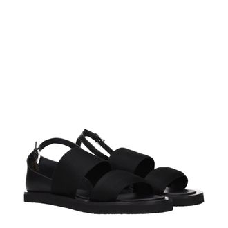 Max Mara Fabric Flat Sandals - Black