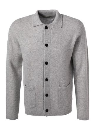 Juvia Herren Cardigan grau Kaschmir unifarben
