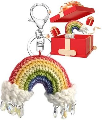 Generic Porte-cl&eacute;s en crochet pour sac, ornement de sac &agrave; main en forme darc-en- | Porte-cl&eacute;s d&eacute;coratif en tricot pour adolescents, adultes, &eacute;tudiants, enseig