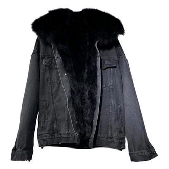 Generic Manteaux dhiver pour femmes, veste en jean chaude et &eacute;paisse avec doublure en polaire, parka, vestes en jean, vestes d&eacute;contract&eacute;es pour v&ecirc;tements dext