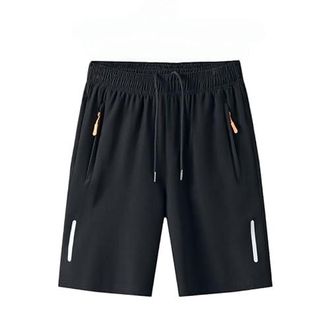 Generic Short pour homme &agrave; s&eacute;chage rapide - Confort ultime, style, &eacute;t&eacute; mince soie glac&eacute;e &agrave; s&eacute;chage rapide course &agrave; pied fitness, Noir, XXL
