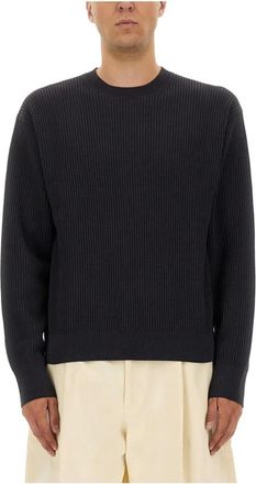 STUDIO NICHOLSON Homme, Pulls, Bleu, Taille: M Ribbed Crewneck Sweater