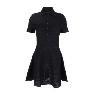 Givenchy Schwarzes Kleid im Polo-Shirt-Stil mit Logo - - Dresses - Damen - Schwarzk - XS