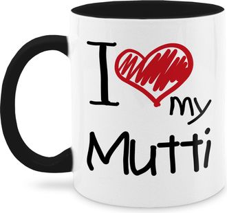 Shirtracer Tasse Tassen 325ml - Mama - I love my Mutti schwarz - 325 ml - Schwarz - muttertagstasse mum kaffeetasse moms cup m&uuml;tter h&auml;ferl geschenke f&uuml;r mutter m