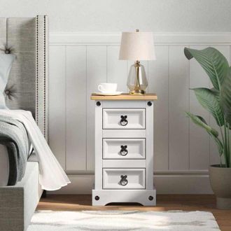 vidaXL vidaXL Table de chevet Corona Blanc 35 x 32,5 x 58 cm Pin massif