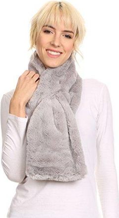 Sakkas 16112 - Malen long Rectangle en fausse fourrure chaude de Wrap Furry mous autour Loophole Echarpe - Gris - OS