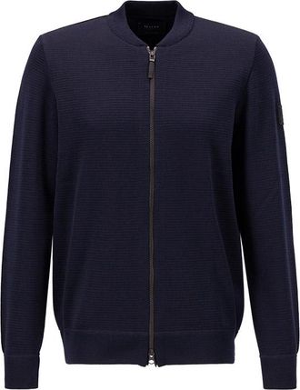 Maerz MAERZ Muenchen Herren Cardigan blau Merinowolle unifarben
