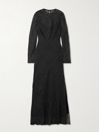Sir. Lisander Mehrlagiges Maxikleid Aus Seidenchiffon Mit Punkten - Schwarz