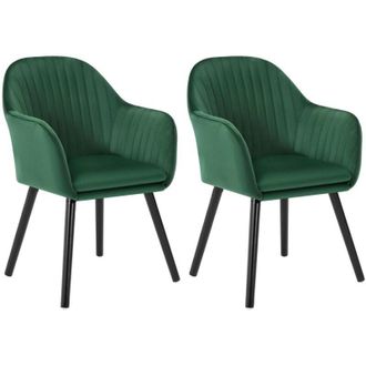 Woltu Woltu - Lot de 2 Chaises de Salle &agrave; Manger Assise en Velours, Chaise pour Cuisine/Salon/Caf&eacute;, Vert Fonc&eacute;