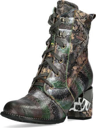 Laura Vita Damen Stiefelette mehrfarbig florales Muster Animal Print Maevao 10, Gr&ouml;&szlig;e:37 EU, Farbe:Gr&uuml;n