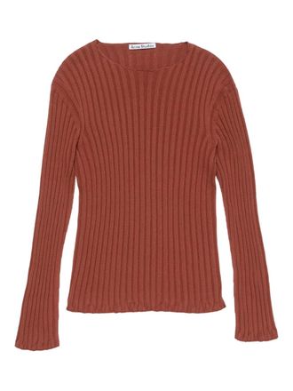 Acne Studios pull en coton à design côtelé - Rouge