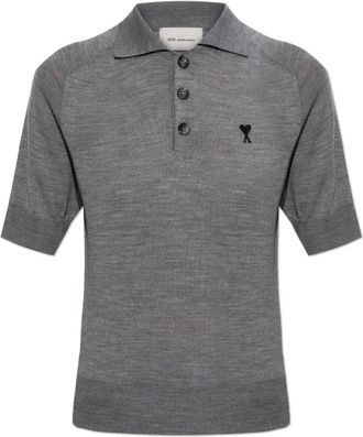Ami Femme, Pulls, Gris, Taille: 34 FR Polo en laine