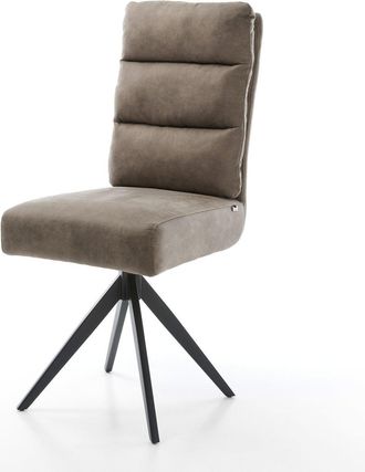 DELIFE Esszimmerstuhl Pela-Flex Mikrofaser Taupe Vintage Kreuzgestell kantig Schwarz Taschenfederkern, Esszimmerstühle