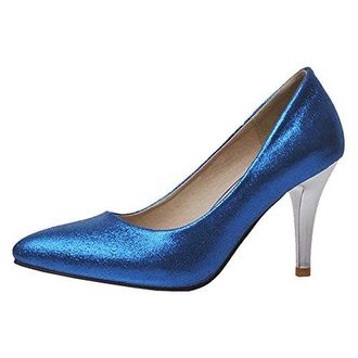 Smilice Escarpins sexy pour femme avec talon aiguille, bleu, 39 EU