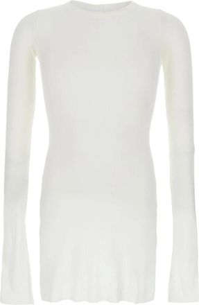 Rick Owens Homme, Tops, Blanc, Taille: XL T-shirt &agrave; Manches Longues C&ocirc;tel&eacute;