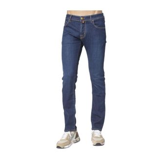 Jacob Cohen Navyblaue Jeans mit braunem Patch - - Jeans - Herren - Blau - W34