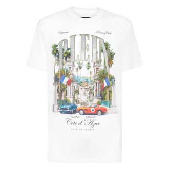 Philipp Plein Homme, Tops, Blanc, Taille: 2XL T-Shirt Col Rond