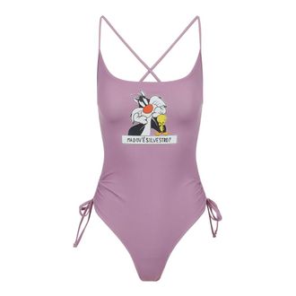 Iceberg Lila Einteiler mit Looney Tunes-Druck auf der Brust - - Swimwear - Damen - Lila - S