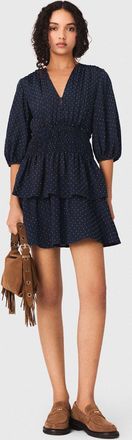 Maje Kleid Mit Volants Und Strass - Marineblau - Maje