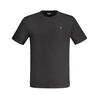 Guess Schwarzes Rundhals Baumwoll T-Shirt - - Tops - Herren - Schwarzk - 2XL