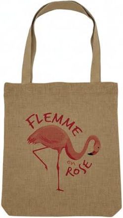Fabulous Sac Shopping Tote Bag Aspect Lin - Flemme en Rose Jeu de Mot Flamant Rose Ennui - Sac de Courses Toile Epaisse 360g Beige Naturel Cabas Port&eacute; Epaule S