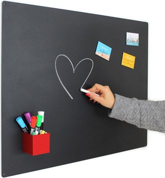KalaMitica Magnettafel Schwarz - Kreidetafel Magnetisch, Magnetpinnwand für jede Art von Magneten - Anthrazit - 74x57 cm