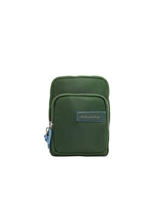 Piquadro Mens Crossbody Bag Green Recycled Nylon - Crossbody-Bags