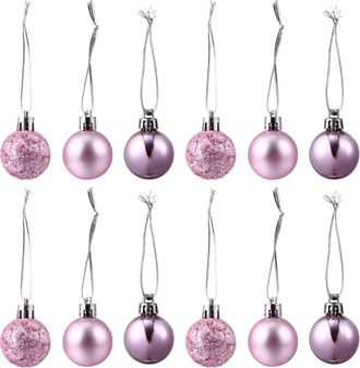 Exceart 48 STK Weihnachtsbaum Anhänger Kugeln bruchfest Deko Kugeln Glitzer Weihnachtskugeln Baumkugeln Kunststoff Baumschmuck Box Set Christbaumanhänger in G