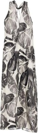 Alysi Femme, Robes, Multicolore, Taille: 36 FR Robe Midi Imprim&eacute;e &agrave; Col en V