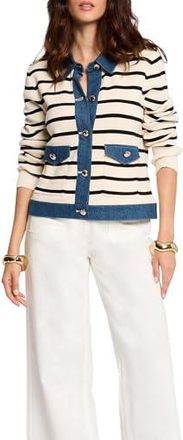 Morgan Femme 251-mnaki Gilet, Ivoire/Noir, XS EU