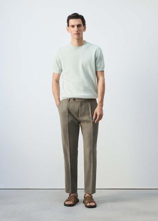 Mango T-shirt maille fine 100 % coton vert pastel - Homme - XXL - MANGO MAN