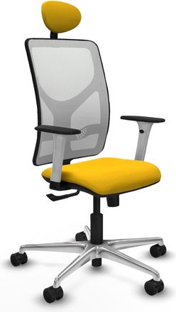 Piqueras y Crespo B&uuml;rostuhl aus Stoff, h&ouml;henverstellbar, mit Rollen, mit wei&szlig;en und schwarzen Armlehnen, h&ouml;henverstellbare Lendenwirbelst&uuml;tze und festes Kopfteil, Wei&szlig;/