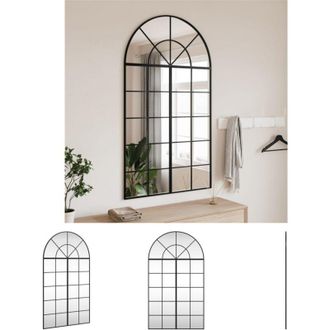 vidaXL The Living Store Wandspiegel Schwarz 80x140 cm Gew&ouml;lbt Eisen - Spiegel