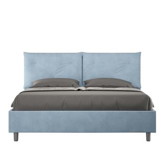 Les Tendances Les Tendances - Letto Matrimoniale Rivestito In Microfibra - Appia - Tipologia Letto: Con Rete - Colore: Azzurro - Dimensione Rete: 160x210