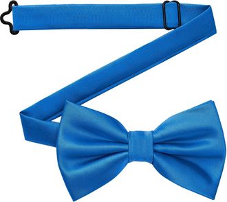 DonDon Fliege Herren handgefertigt Seiden-Look 12 x 6 cm Fliege Blau