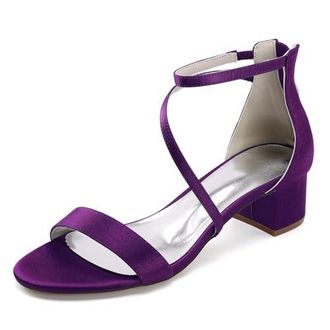 Generic Chaussures Mariage Femme &Eacute;t&eacute; Chunky Heels Bout Ouvert Mari&eacute;e Talons Bas Sandales Mode Dress F&ecirc;te Bridal 4.5Cm,Dark Purple,39 EU